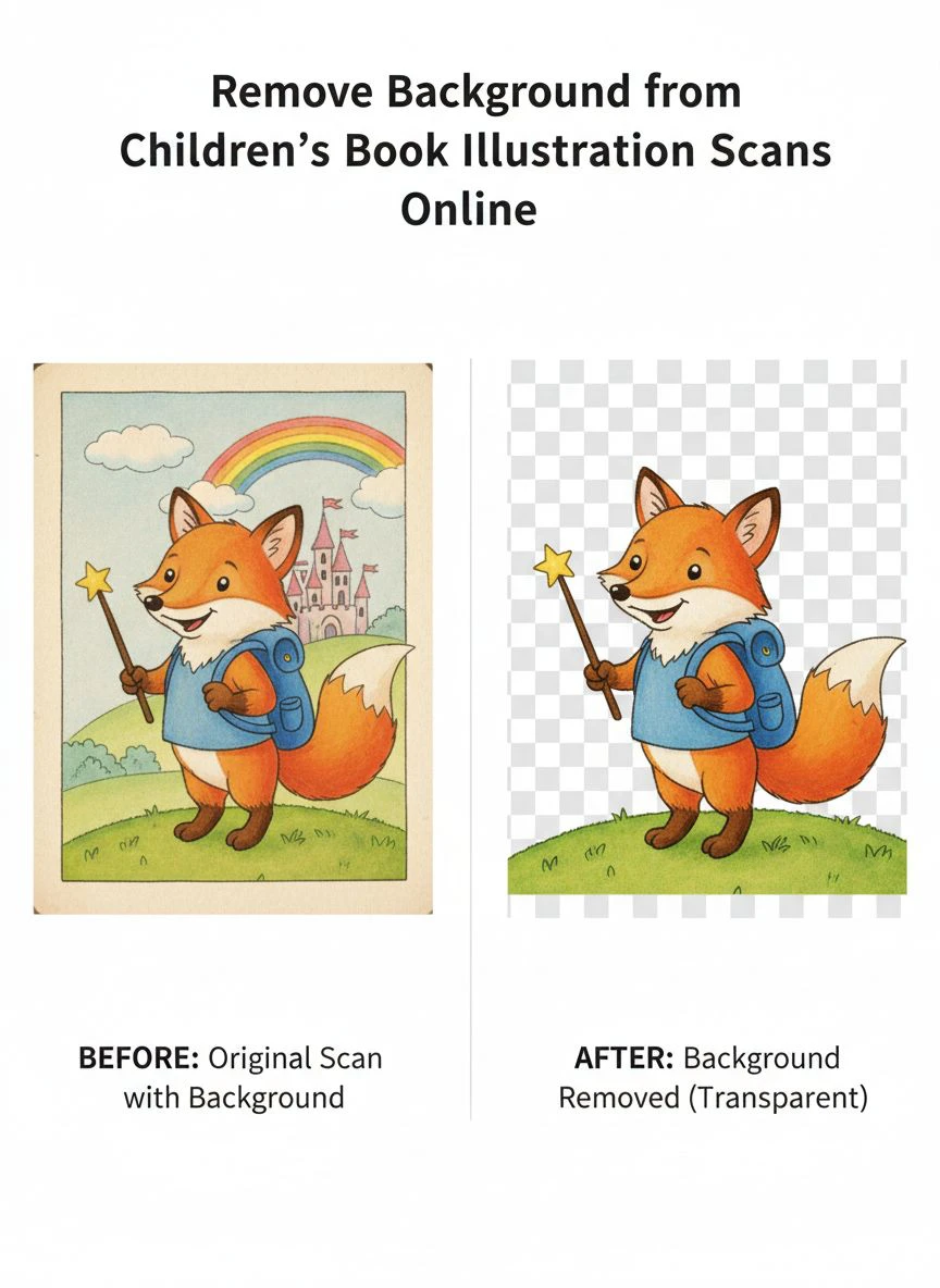 Remove Background from Children's Book Illustration Scans Online Fast ...