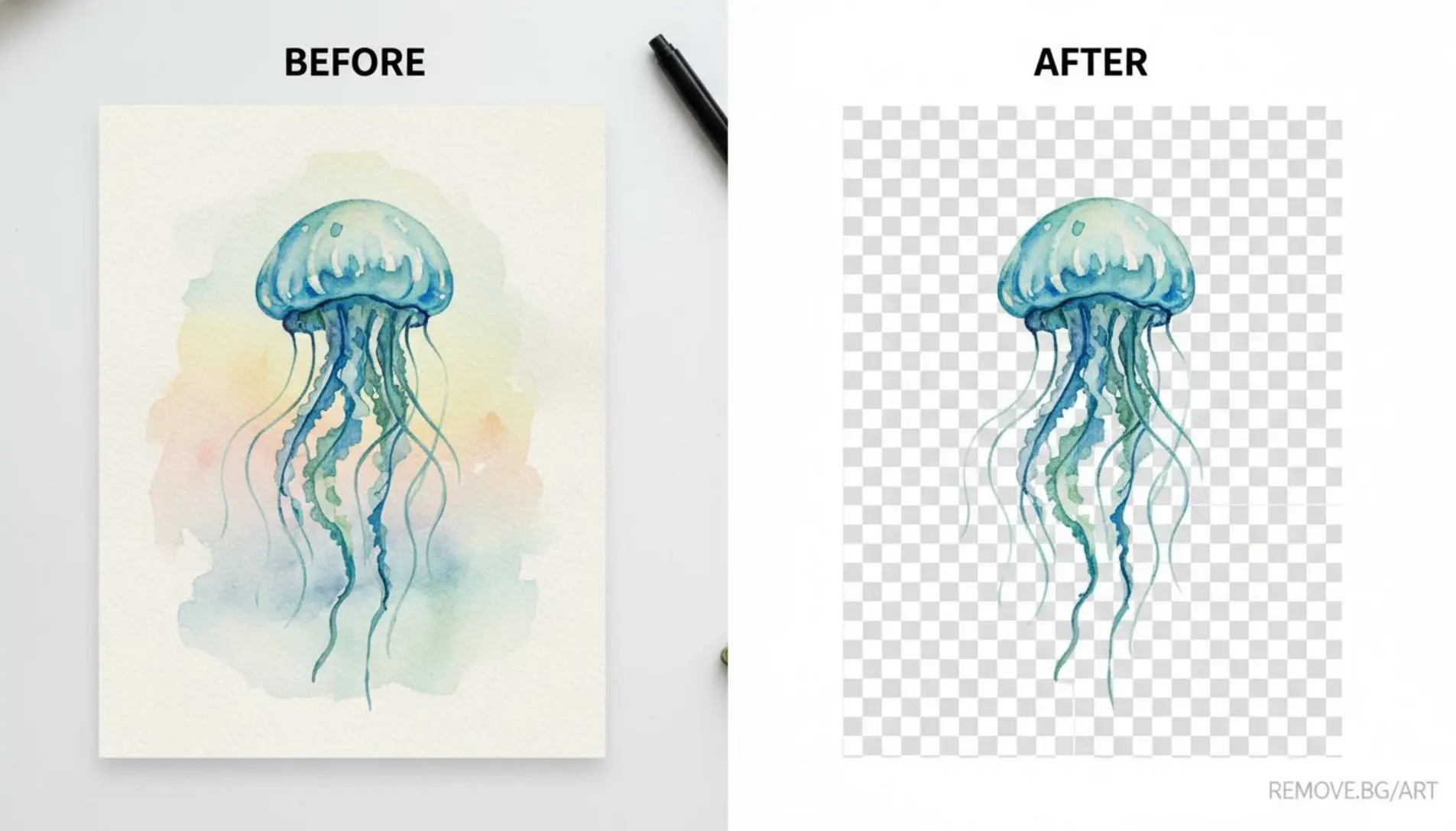 Remove Background From Scanned Watercolor Art For Merchandise Easily ...