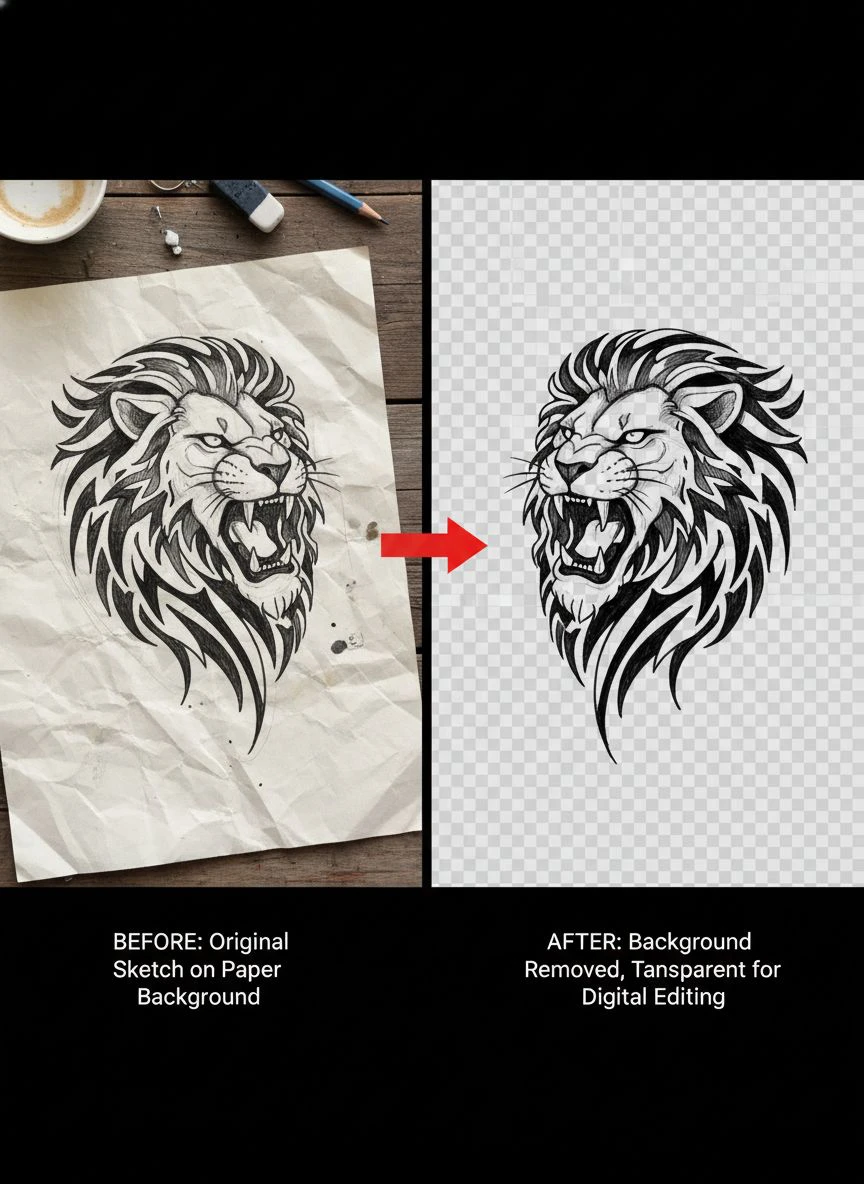 Remove Background from Tattoo Design Sketches for Digital Editing Fast ...