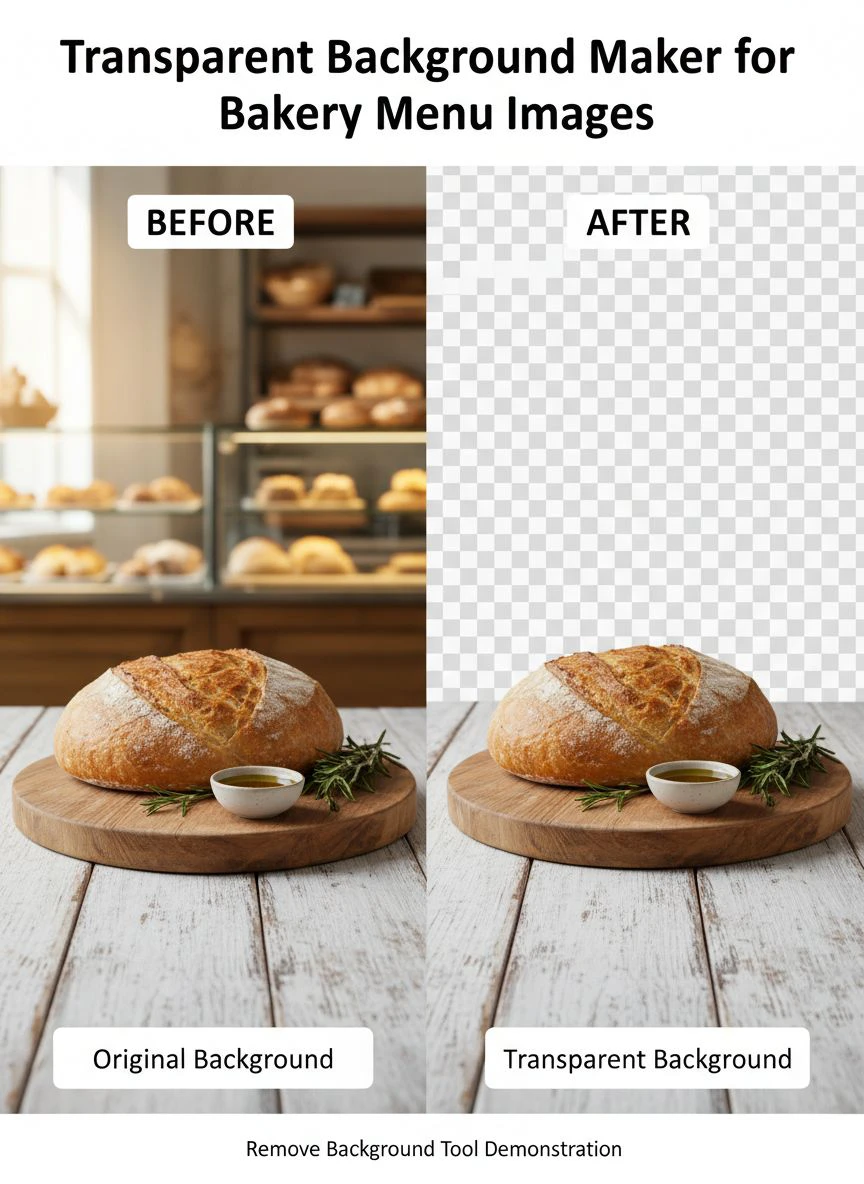 Transparent Background Maker for Bakery Menu Images How to Use ...